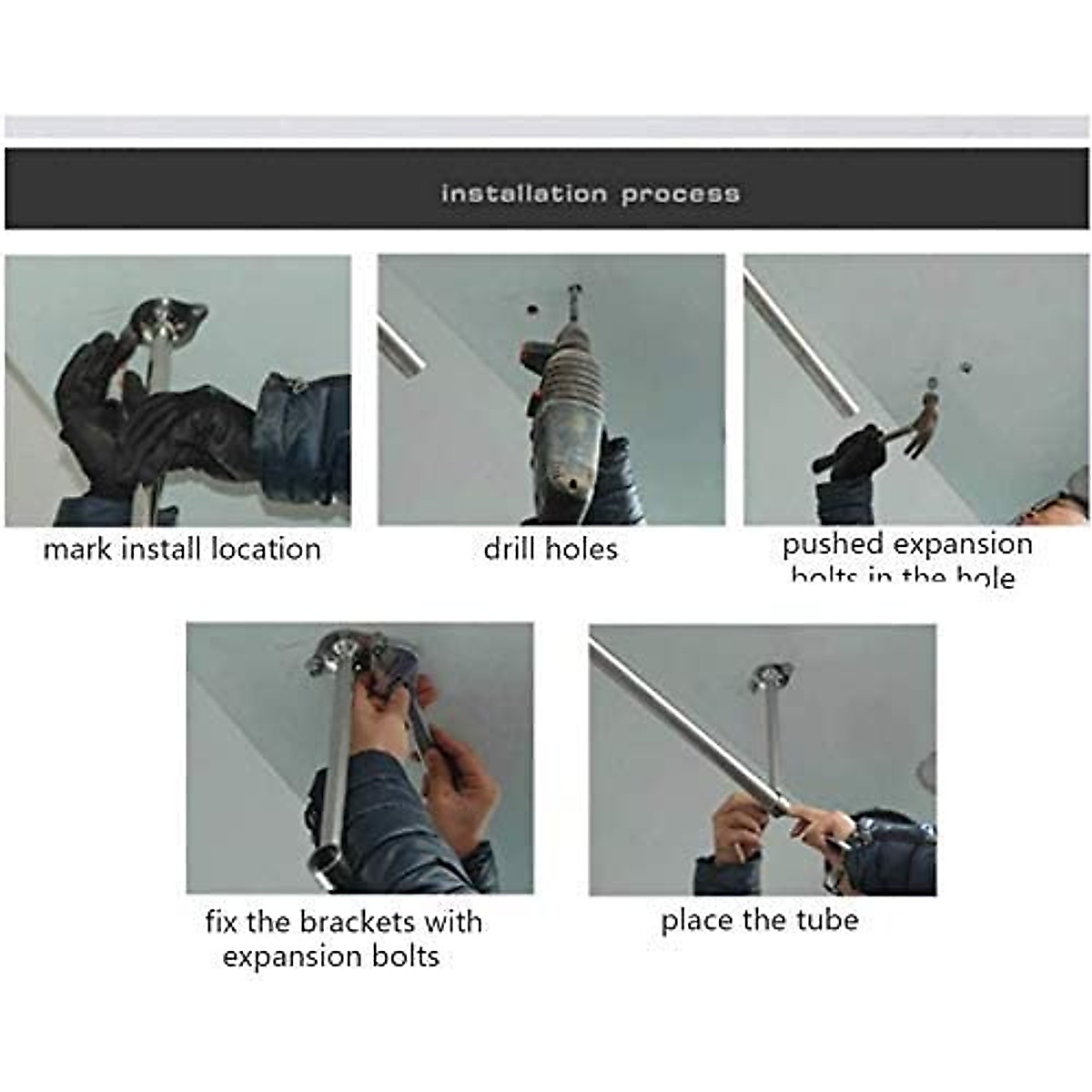 Yinpecly 0.63" x 1.18"(WxL) Zinc Alloy Oval Closet Rod Support Bracket Without Screws for Cupboard Clothes Hanging Wardrobe Silver Tone 2pcs