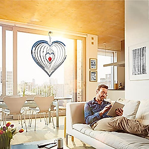 Wind Spinners for Yard and Garden,Kinetic Wind Sculpture,Wind Spinners Outdoor Hanging,Wind Sculptures & Spinners Yard Decor Heart Wind Spinners TEAYTIS (Silver)