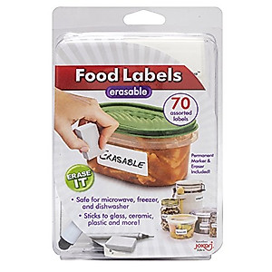 Jokari Label Erasable Food Labels with Markers, 70 Assorted Labels