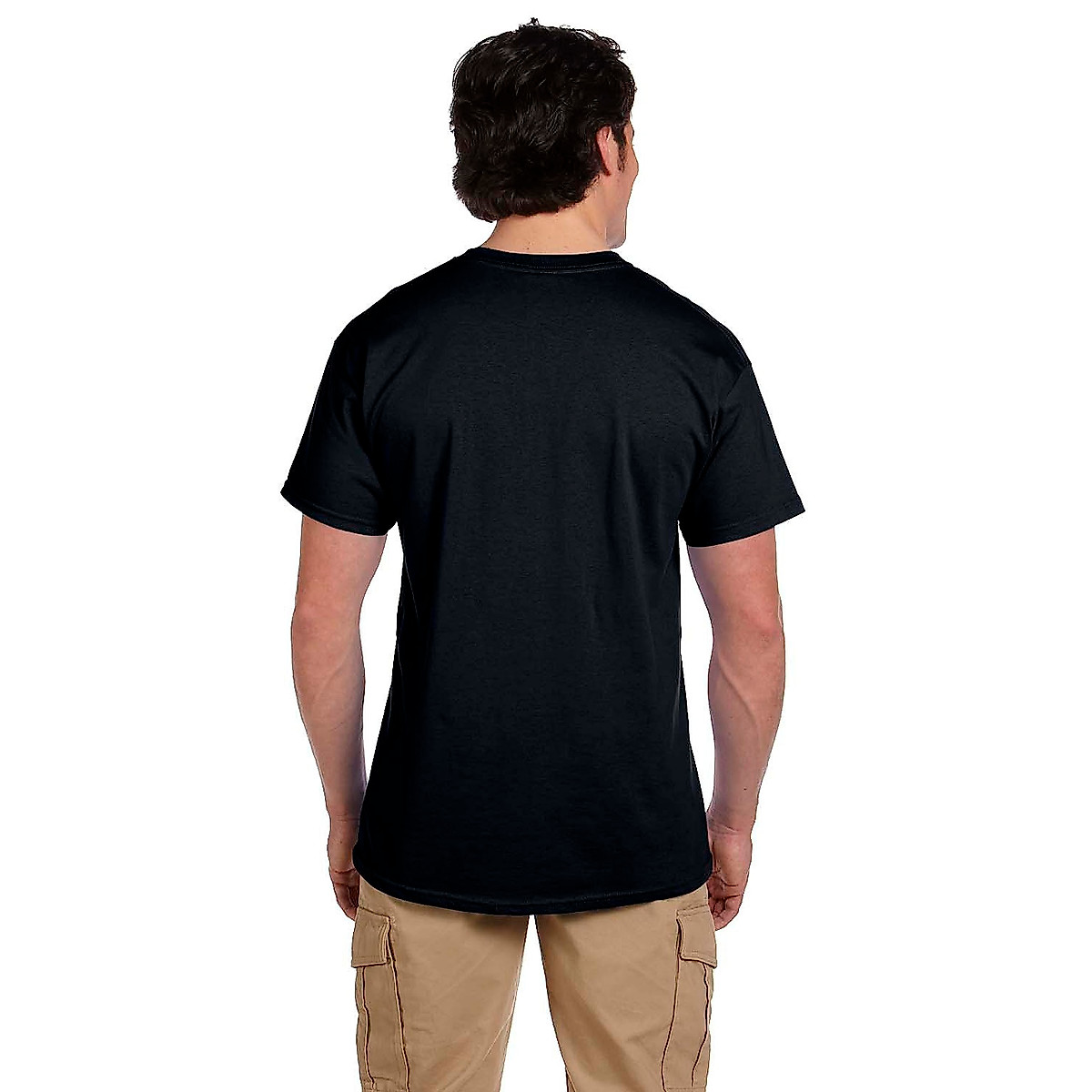 Fruit of the Loom Men's Lightweight Cotton Tees (Short & Long Sleeve), Crew-4 Pack-Black, X-Large