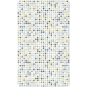 Polka Dot Themed Fitted Mini Crib Sheets,Portable Mini Crib Sheets Soft Toddler Mattress Sheet Fitted-Baby Sheet for Boys Girls,24“ x38“,Dark Slate Blue Mustard Pale Blue Grey White