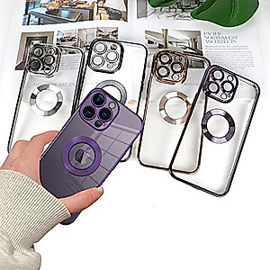 LSL iPhone 14 Pro Max Luxury Purple Case with Camera Protector & Clear TPU Shockproof Protective Logo View