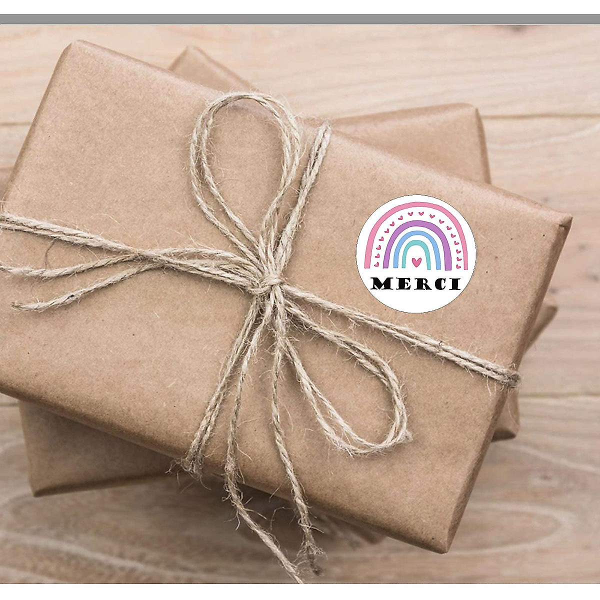 Merci Stickers 2" Raibow French Thank You Adhesive Stickers - 500 Pcs Round Business Stickers Envelope Seals (Rainbow, 2)