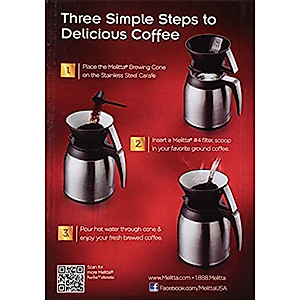 Melitta Thermal Carafe 10-Cup Pour-Over Coffee Brewer with 40 Extra #4 Natural Brown Cone Filters