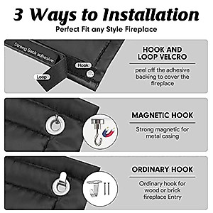 CADARA Fireplace Blocker Blanket Stops Overnight Heat Loss, Fireplace Draft Stopper Save Energy, Indoor Fireplace Cover Insulation Black 39" W x 32" H