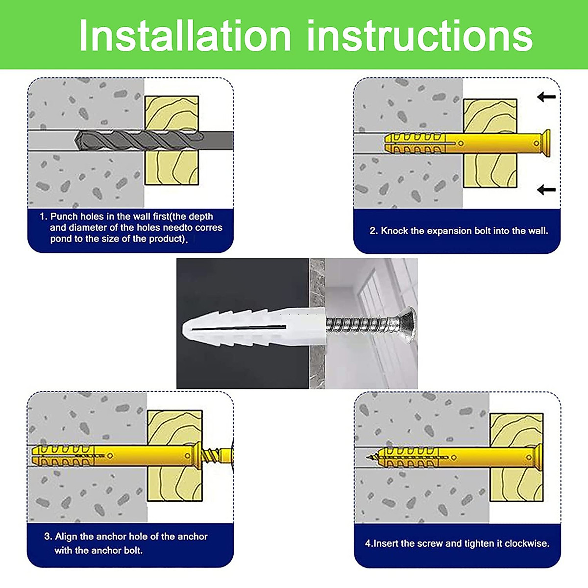 M4 Flat Head Self Tapping Wood Screws Assortment Fasteners Kit 356Pcs,Phillips Drive Countersunk Head Screws,304 Stainless Steel DIY and Joinery Drywall Screws Set,Contains 36Pcs M6 Screw Anchors