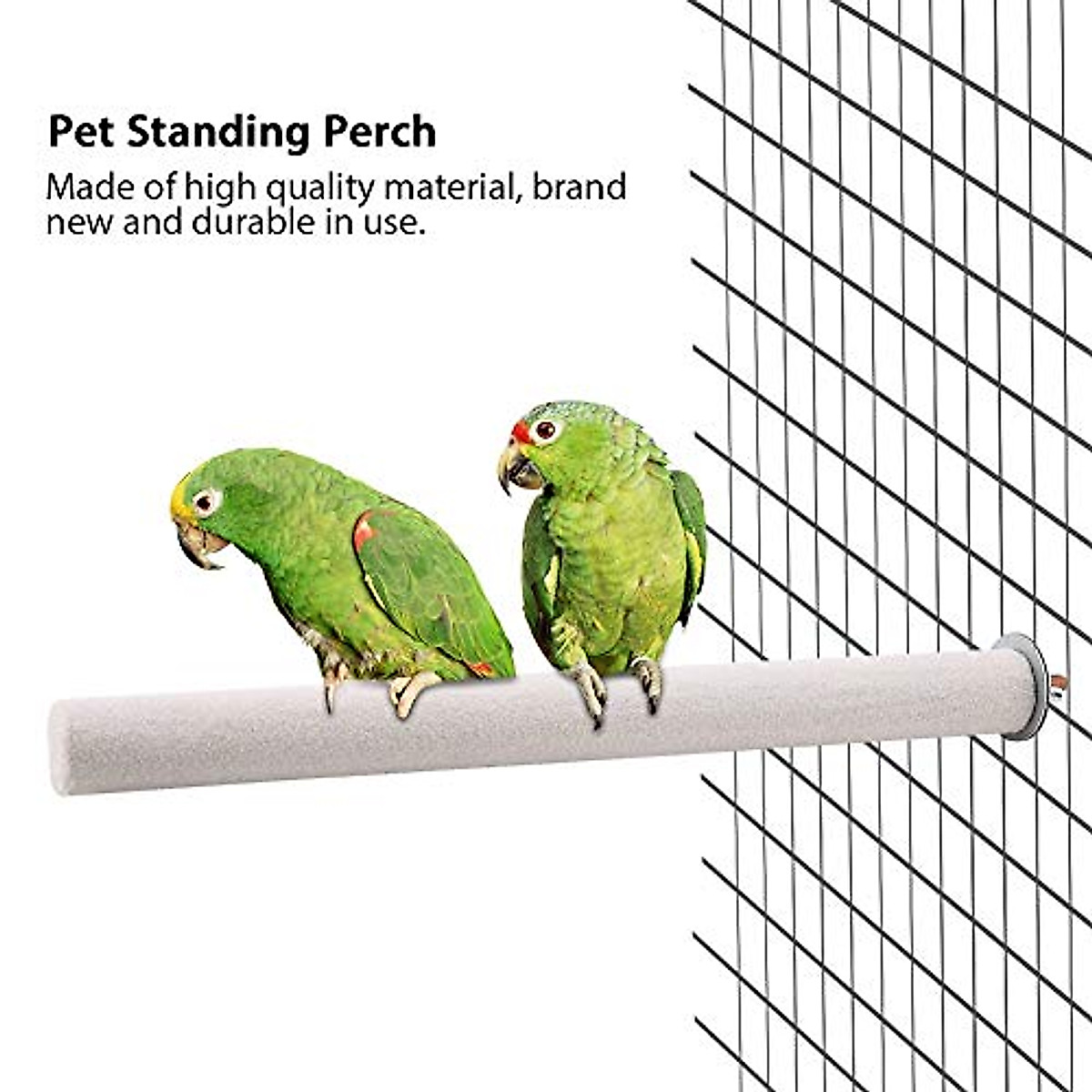 GLOGLOW Bird Perch, Wood White Bird Parrot Perch Standing Bar Pets Cage Accessory Grinding Claw Toys for Small Medium Large Birds Cockatiel Conure(2.5×30cm)