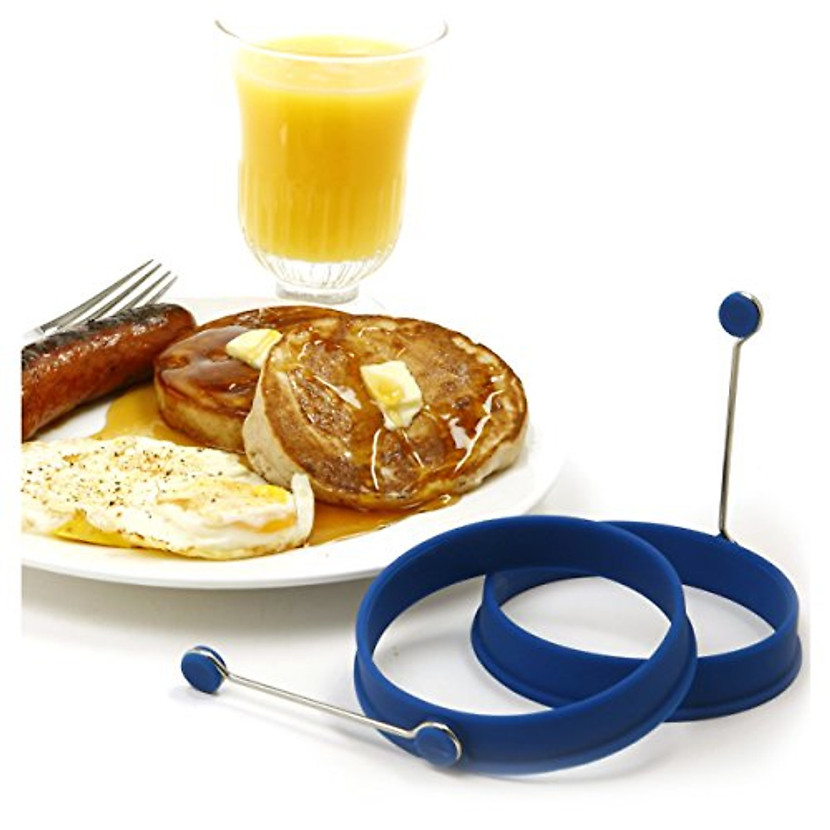 Norpro Silicone Round Pancake/Egg Rings, 2 Pieces, Blue