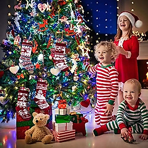 chfine Christmas Stockings,4 Pack 18 Inches Red Large Personalized Christmas Stockings Fireplace Hanging Decorations for Family Holiday Season