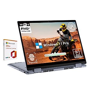 Dell Inspiron 14 2 in 1 Touchscreen Laptop, 14 Inch FHD+ Touch Screen Convertible, AMD Ryzen 5, 8GB RAM 256GB SSD, Windows 11 Pro, Lifetime Microsoft Office, Backlit Keyboard, Fingerprint Reader, HDMI