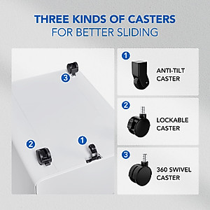 FLEXISPOT Metal File Cabinet for Under Desk Storage Mobile 3 Drawer File Cabinet Round Corner Design Filing Cabinets for Home Office,White