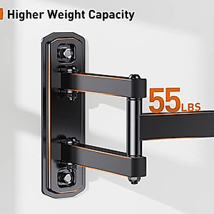 Perlegear TV Wall Mount for 13-42 inch Flat or Curved TVs & Monitors up to 55 lbs, Full Motion TV Wall Mount with Articulating Arm, Swivel Corner TV Wall Mount, Max VESA 200x200mm, PGSF6