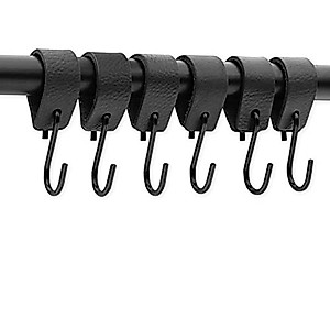 Brute Strength - Multifunctional Leather S-Hooks - Anthracite - 6 Pieces - S Shaped Hooks - Coat Hook - Leather Hooks - Leather s Hooks - Black s Hooks - Kitchen Hooks