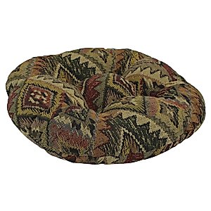 Blazing Needles Round Patterned Tapestry Tufted Footstool Cushion, 18", Spin City