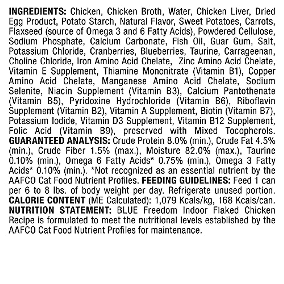 Blue Buffalo Freedom Grain Free Natural Adult Flaked Wet Cat Food, Indoor Chicken 5.5-oz cans (Pack of 24)