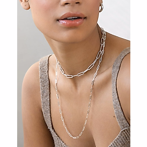 Waitsoul 925 Sterling Silver Paperclip Lobster Clasp Chain 3mm Necklace for Women Men Diamond Cut Silver Necklace Chain 16-30 Inches(18)