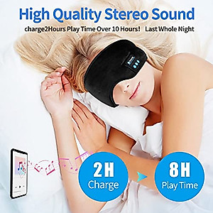 Sleep Headphones Music Sleep Eye Mask,Upgraded Travel Sleeping Headset,Sleep Eye Shades Built-in Speakers Microphone Washable (Black)