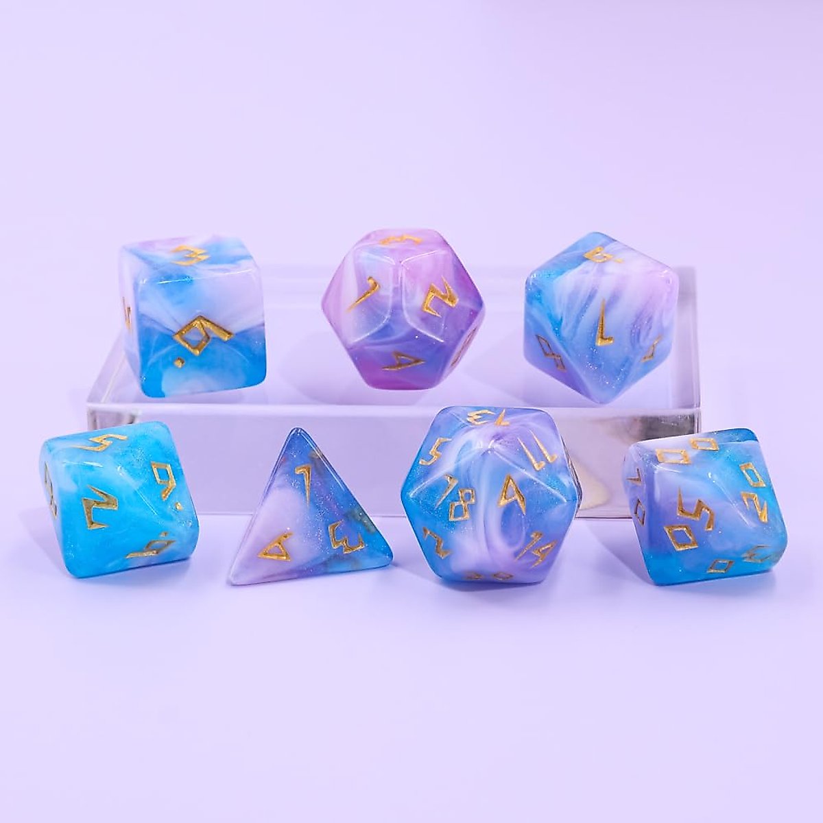 DND Dice Set Gold Yellow Dice Fit Dungeons and Dragons D&D RPG Role Playing Game MTG Pathfinder Polyhedral 7 Dice Set