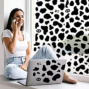 600Pcs Cow Print Stickers, Self-Adhesive Wall Decals Vinyl Print, Black Waterproof Animal Stickers for Cow Themed Bathroom, Nursery, Bedroom and Living Room Wall Decor