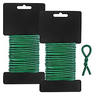 Tenn Well 3.5mm Garden Wire, 52 Feet Soft Plant Ties for Climbing Plants, Plant Training Wire for Tomato, Climbing Roses, Vines and Cucumbers (2PCS X 26 Feet, Green)