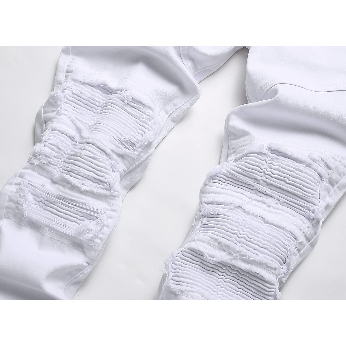 RXXKKK Men's Classic Zipper Biker Regular Fit Flex Jean (36, 6611 White)