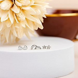 PAVOI 14K Gold Plated Star Stud Earrings - White