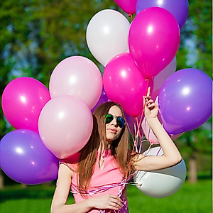 FOTIOMRG 110pcs Hot Pink Balloon Garland Arch Kit, 18 12 10 5 inch Hot Pink Latex Balloons Different Sizes Pack for Birthday Baby Shower Bridal Shower Wedding Bachelorette Party Decorations