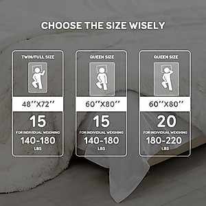 Wemore Shaggy Long Fur Faux Fur Weighted Blanket, Cozy and Fluffy Plush Sherpa Long Hair Blanket for Adult 20lbs, Fluffy Fuzzy Sherpa Reverse Heavy Blanket for Bed, Couch, Cream White, 60 x 80 Inches
