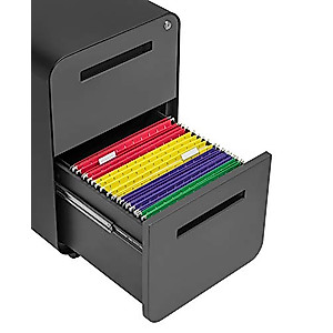 Laura Davidson Furniture Stockpile 2-Drawer Modern Mobile File Cabinet, Commercial-Grade (Black/Grey)