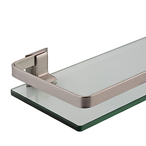 Organize It All Wall Mounting Glass Shelf with Nickle Finish and Rail