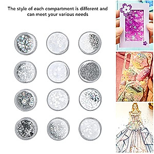 Nail Glitter Sequins, Decorations Craft Glitter Sequin Multiple Shapes Hand Made DIY 12 Grids for Homemade Cards(Silver)