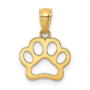 Diamond2Deal 14k Yellow Gold Dog Paw Pendant