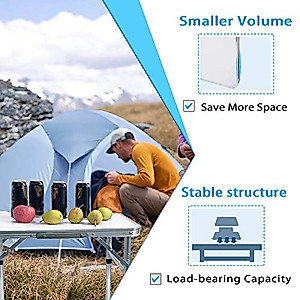 Camp Field Aluminum Folding Small Picnic Table, Adjustable Height Lightweight Portable Camping Table for Picnic Beach Outdoor Indoor (Medium)