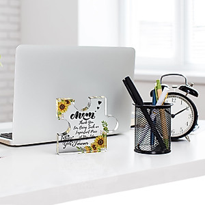 JANARARY Mother Birthday Gifts for Mom from Daughter, Sunflower Acrylic Desk Decoration for Birthday, Thanksgiving, Retirement