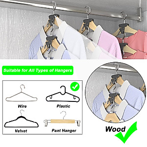 DAIFANNUO 20pc Space Clothes Hanger T-Shape Connector Hooks for Saving Closet Organization and Storage Cascading Black Premium Closet Heavy Duty Hanger Hooks Durable Hanger Connector Hooks