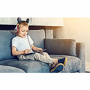 eKids Mickey Mouse Headphones For Kids, Adjustable Over the Ear Headphones, 3.5mm Jack Wired Headphones with Parental Volume Control, for Fans of Mickey Mouse Gifts