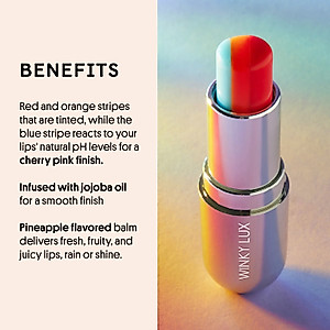 Winky Lux Rainbow pH Tinted Lip Balm, Hydrating Lip Balm, Cherry Pink Tint With Vitamin E and Jojoba Oil to Moisturizer Lips, Vegan & Cruelty Free