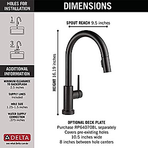 Delta Faucet Trinsic Matte Black Kitchen Faucet Touch, Touch Kitchen Faucets with Pull Down Sprayer, Kitchen Sink Faucet, Kitchen Faucet Black, Touch2O Technology, Matte Black 9159T-BL-DST