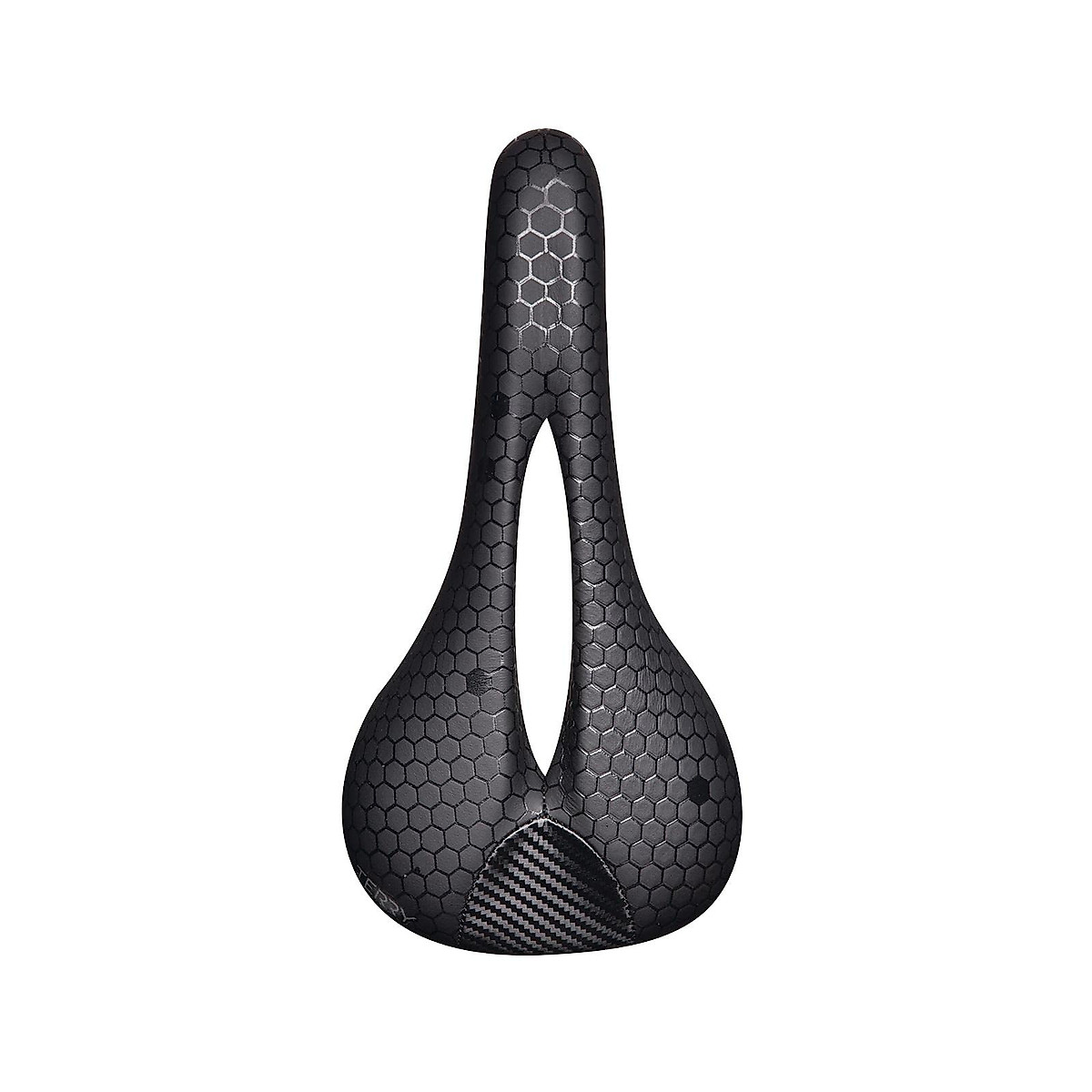Terry Fly Carbon Mountain Bicycle Saddle - Bicycle Seat for Men - Flexible & Comfortable - Lightweight, Low Profile, Flat Top - Black Leather