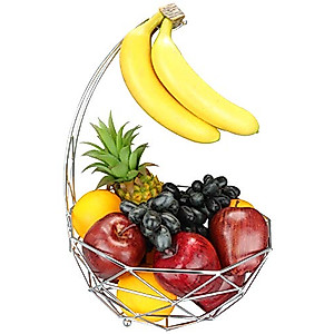 ROSYLINE Fruit basket banana hanger, removable banana hanger, home decoration (chrome)