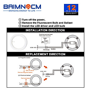Celiwace T9 LED Circline Light Bulb, FC8T9/DL Led Replacement for GE Philips Sylvania 8 Inch Circular Fluorescent T9 22W, Day Light 1500LM 2 Count
