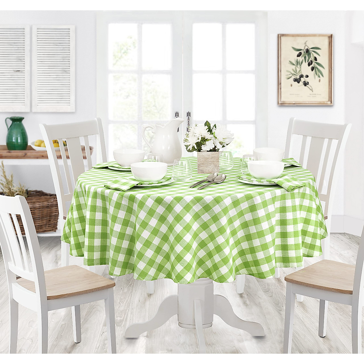 Home Bargains Plus Country Rustic Buffalo Green Plaid Bundle Including Table Runner, Placemats, and Napkins