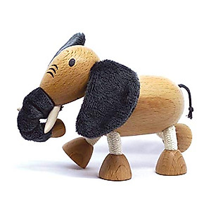 Anamalz Elephant Wooden Animal Toy for Toddlers, Fun and Posable Elephant for Early Learning, Montessori, and STEM, Smooth Natural Wood, Boys and Girls