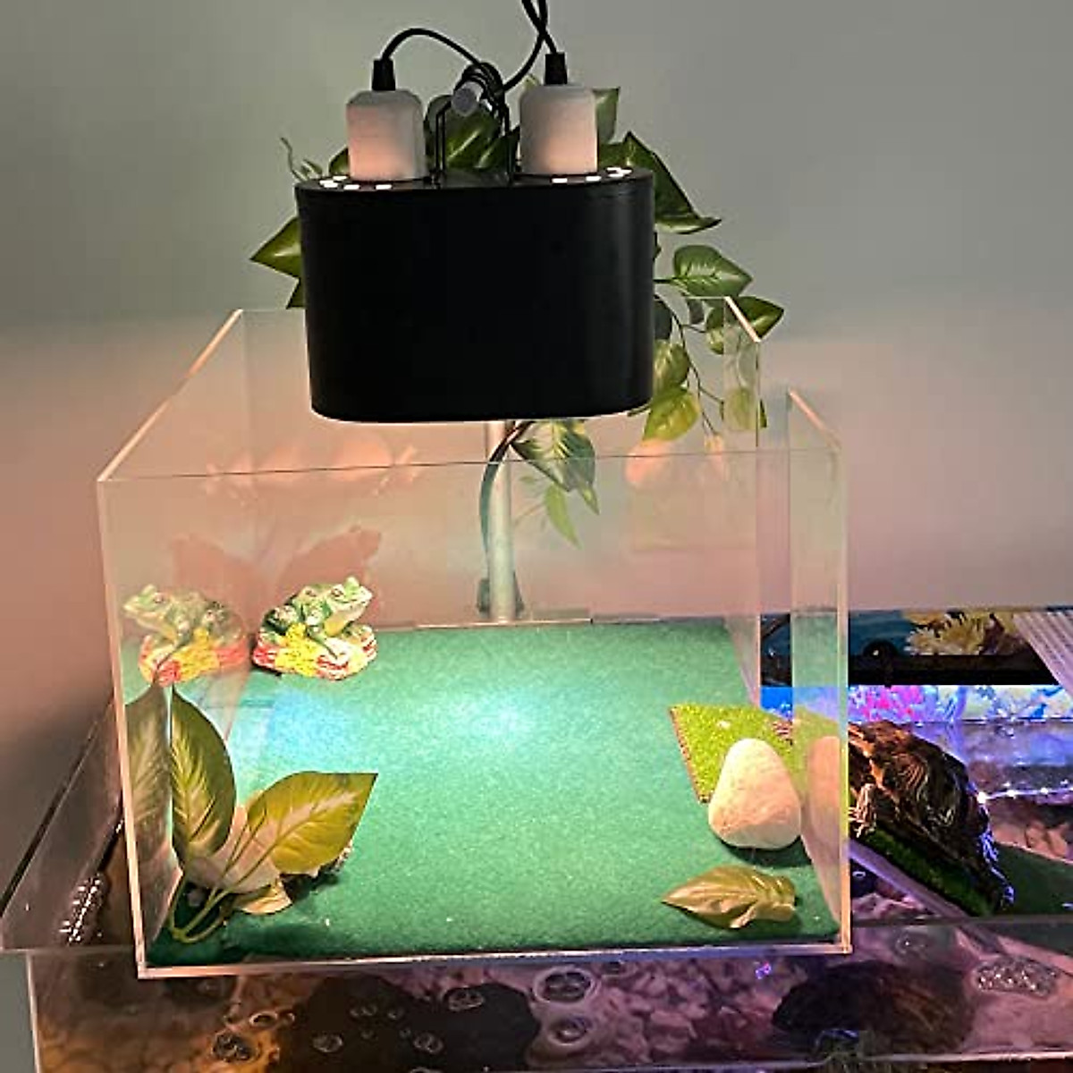 Abustle pig Dual Reptile Light Fixture,Dual Deep Heat Lamps UVB Light Fixture for Reptiles Dome Heat Lighting Lamp Combo kit for Bearded Dragon,lguana,Snake,Turtle Tank,E27