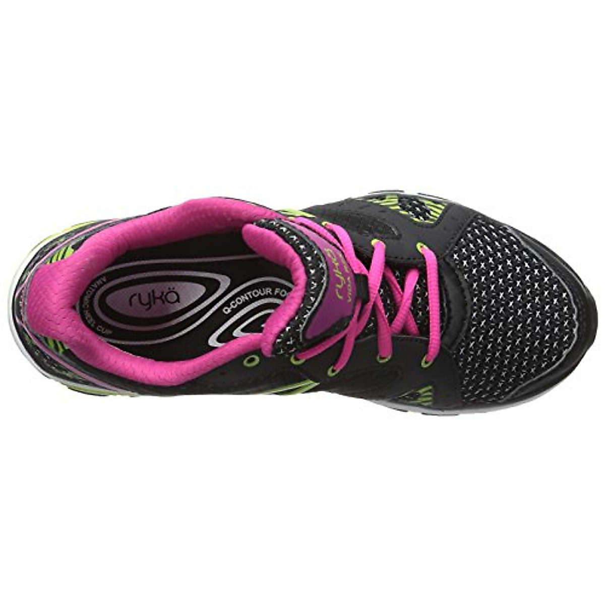 Ryka Women's Vida RZX Cross-Training Shoe, Black/Ryka Pink/Lime Blaze, 8.5 M US