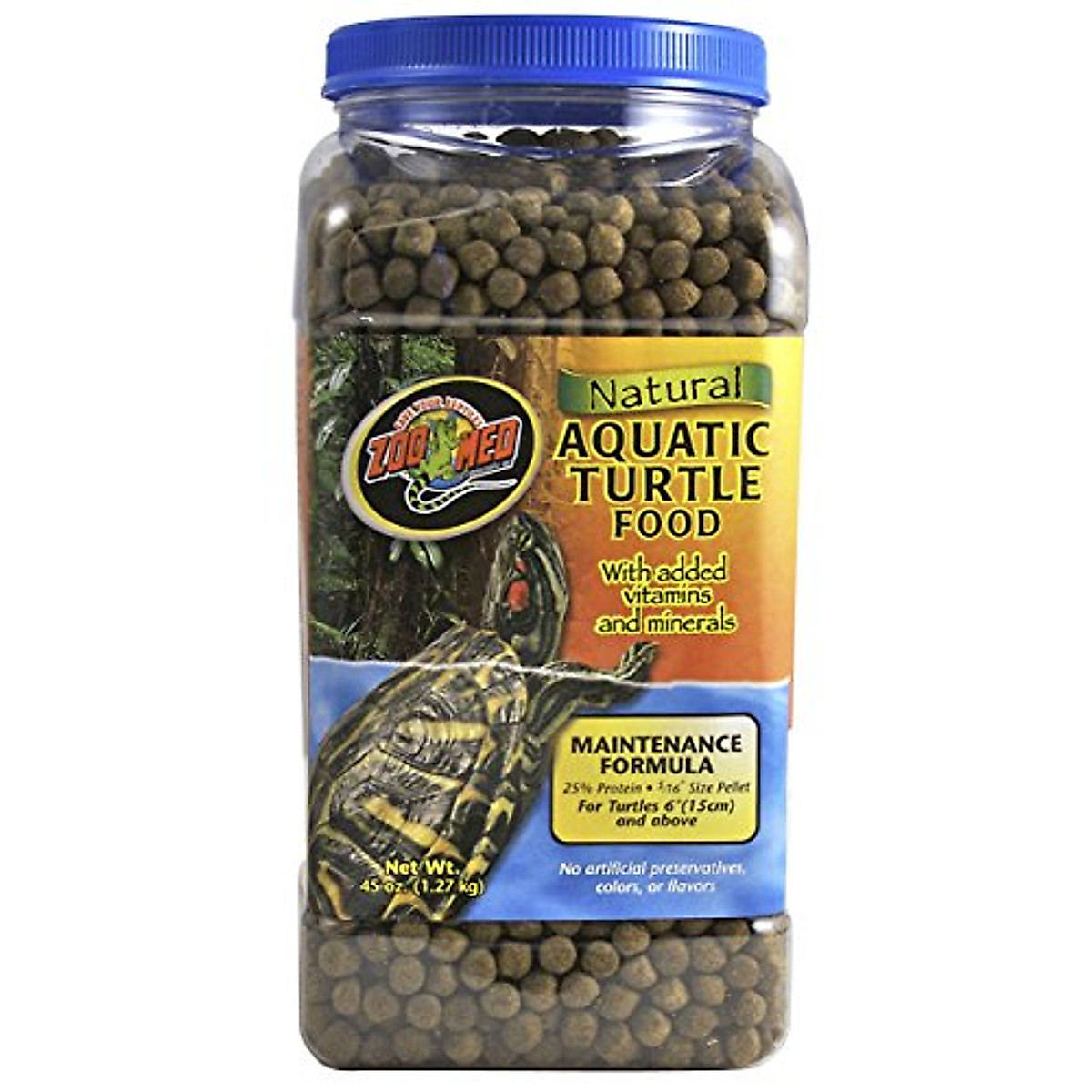 Zoo Med Zm113 Natural Aquatic Turtle Food Maintenance Formula 45 Oz (1 Pack), One Size