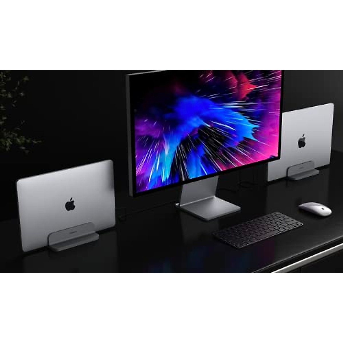 JOKItech Aluminum Laptop Vertical Stand Organizer, Sturdy Laptop Computer Holder Desktop Stand Compatible with New Retina Apple MacBook Pro/Air, Mac Mini and iPad Pro - Spacegrey