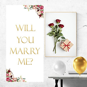Will You Marry Me Door Banner Decorations, Bridal Shower Party Door Cover Sign Decorations Supplies, Wedding Engagement Party Photo Booth Props Backdrop Poster Background