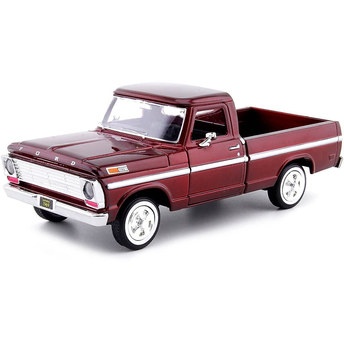 1969 Ford F-100 Pickup Truck Burgundy 1/24 by Motormax 79315 by Motormax