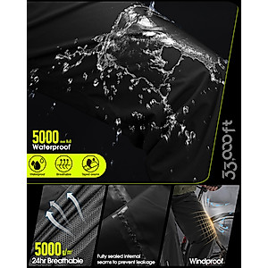 33,000ft Men's Rain Pants Waterproof Rain Over Pants Windproof Lightweight Outdoor Rain Pants for Work Golf Hiking Fishing Black
